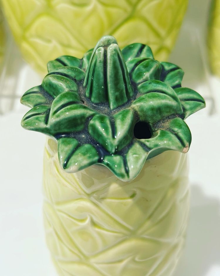 Cemar Pottery Ceramic Pineapple Pitcher & 6 Glasses W Lid California ...