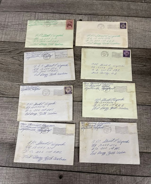 8- Vintage 50’s Military Handwritten Letters. Young Love Fort Bragg
