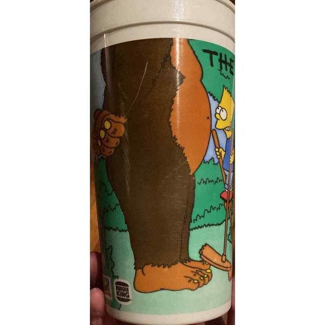 1990 BURGER KING THE SIMPSONS BIGFOOT FAST FOOD LOUISIANA PLASTIC CUP