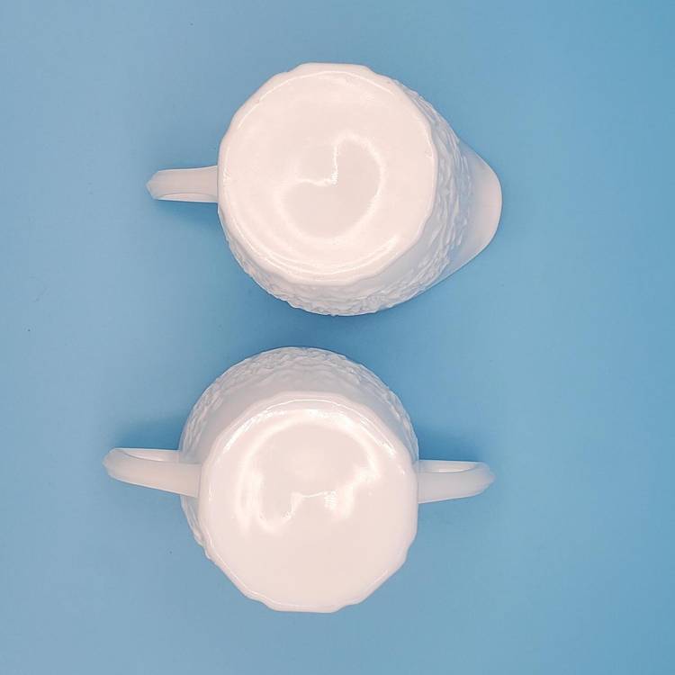 Vintage Indiana Milk Glass, Orange Blossom Pattern Pedestaled Open ...