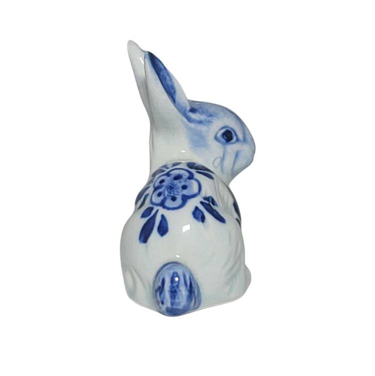 Vtg Porcelain Delft Cobalt Blue White Rabbit Bunny Figurine Ceramic ...