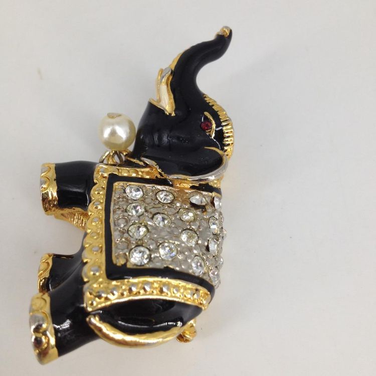 Vintage Jeweled Elephant Brooch