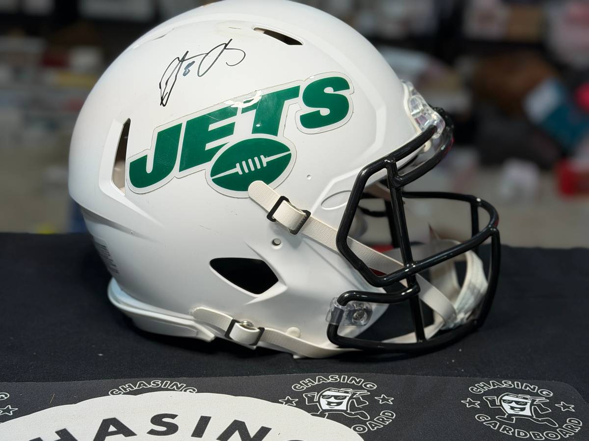 CHASING CARDBOARD · AARON RODGERS Autographed (Signed) NY JETS HELMET ...