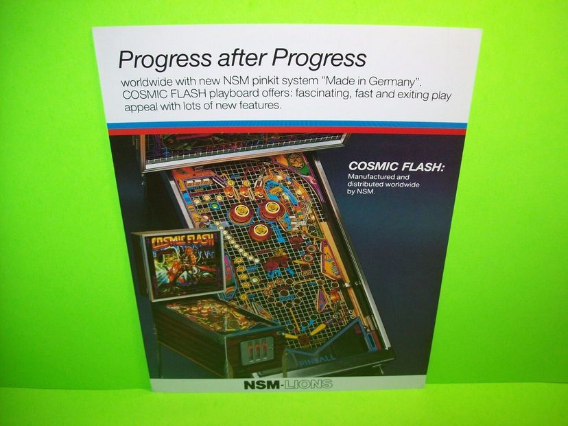 NSM Cosmic Flash Original 1985 Flipper Game Pinball Machine Sales Flyer ...