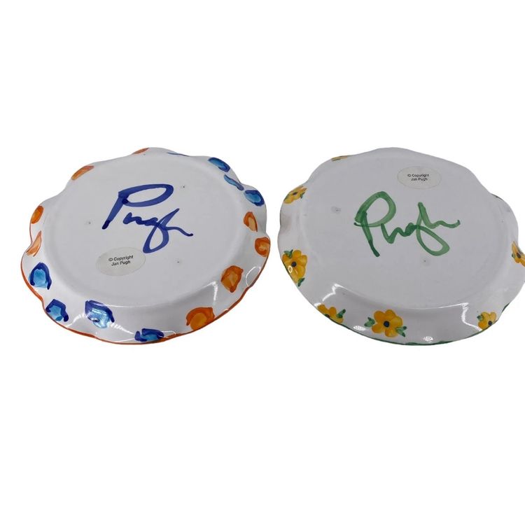 Jan Pugh Packer Creek Pottery Hand painted Scalloped Plate Lion Giraffe ...