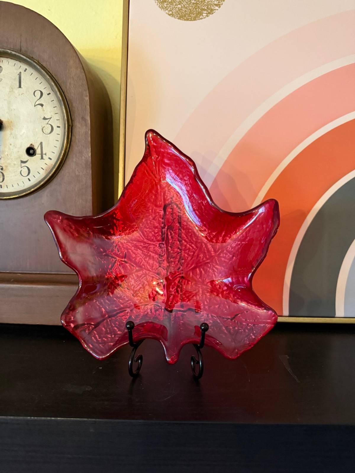Niknax · Mid Century Ruby Red Leaf Art Glass Dish Handblown Leaf Shaped ...