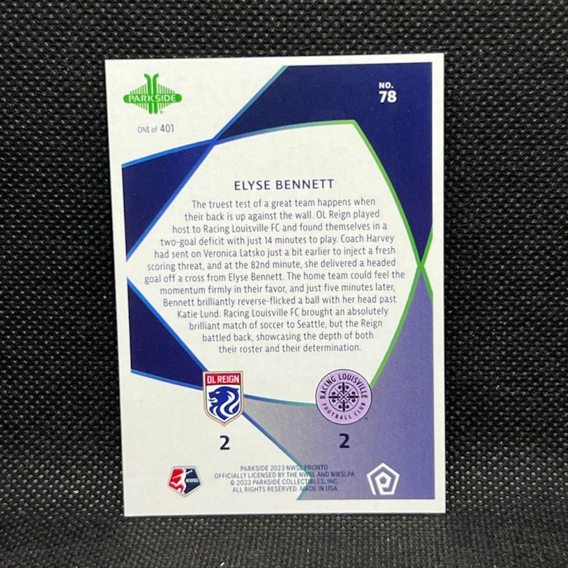 Elyse Bennett 2023 Parkside NWSL Pronto #78 Soccer Card