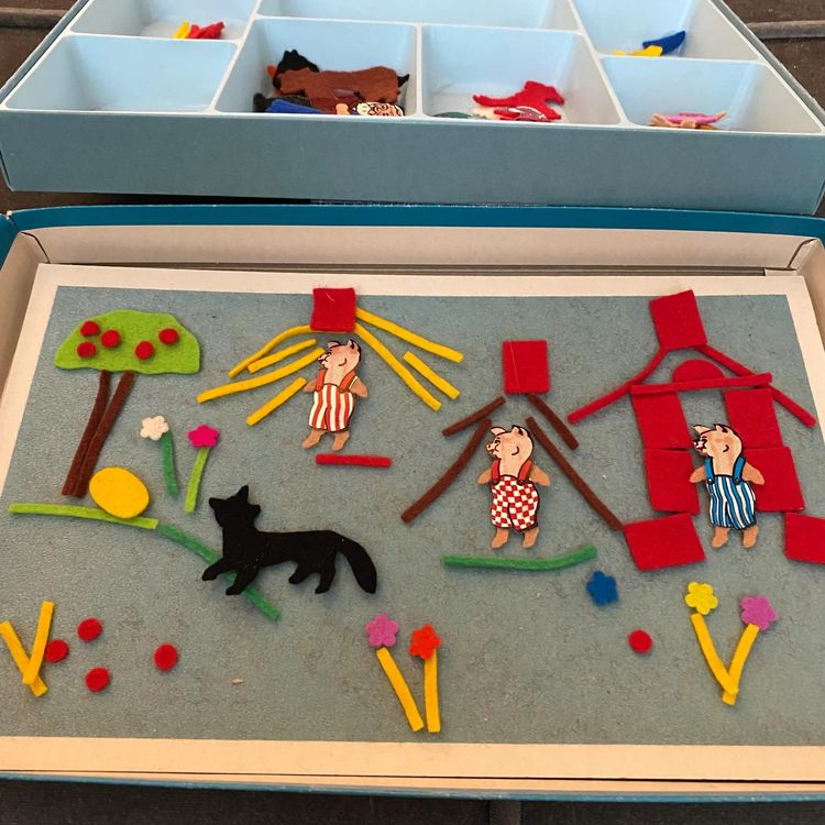 1960s Fuzzy Felt Favourite Stories Set Vintage Toy England