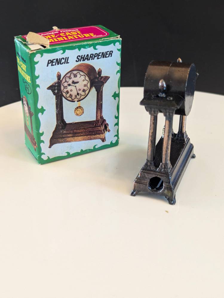 Vintage Grandfather Clock Pencil Sharpener, Miniature Desk Decor