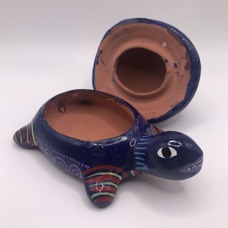 Talavera Mexican Style Pottery Turtle Tortoise Trinket Dish with Lid ...