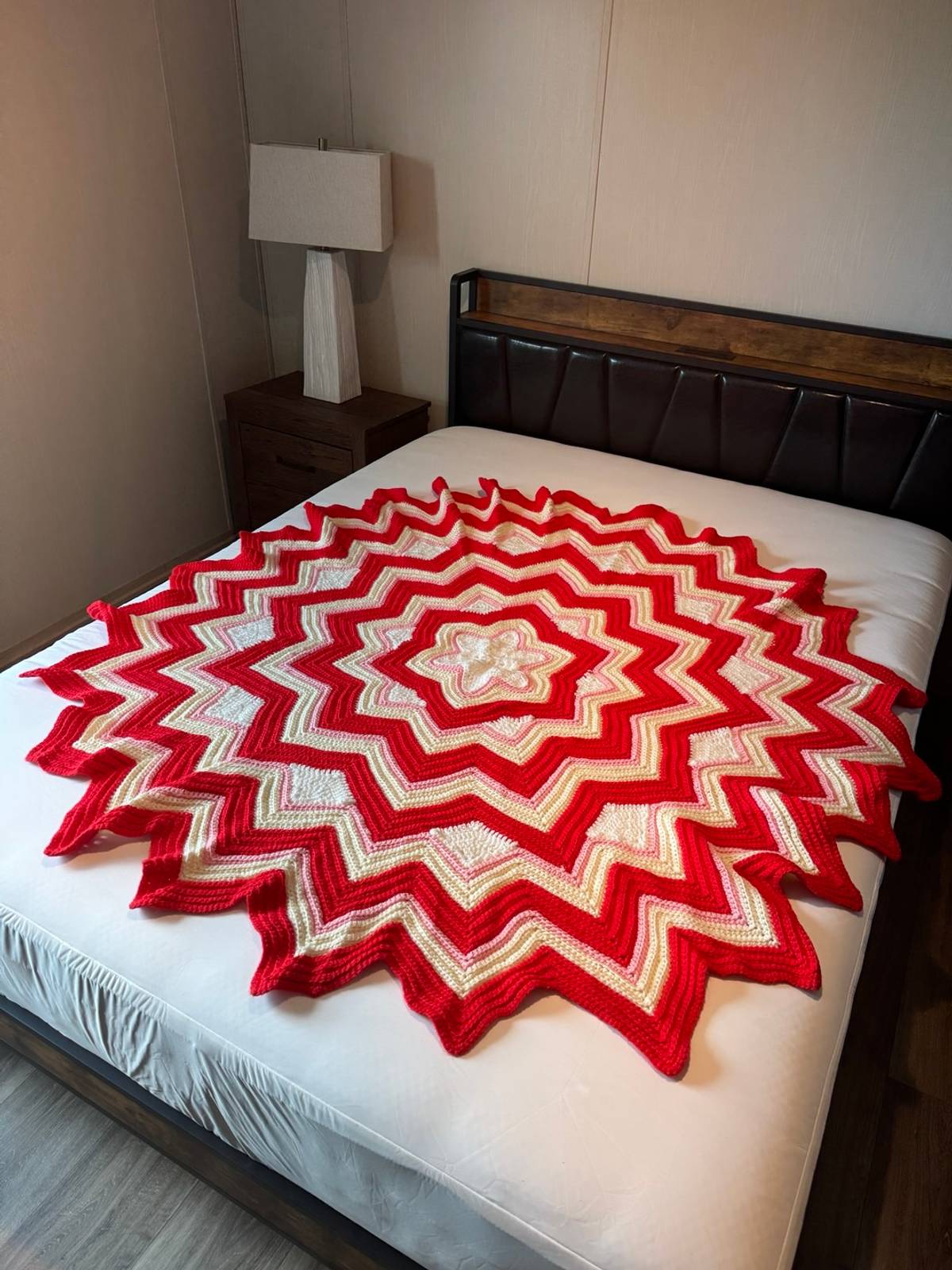 Niknax · Vintage Handmade Crochet Valentine Star Blanket Throw 62” Red ...