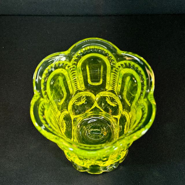 LG Wright Moon And Stars Spooner Uranium Glass Vaseline Glass