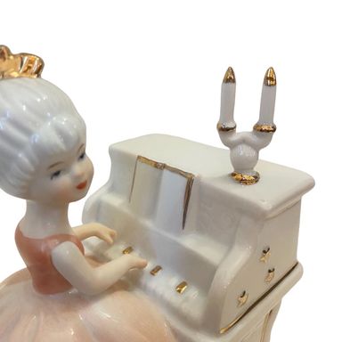Vintage Porcelain Music Box Young Lady On Piano. “Peach Elegance” By ...