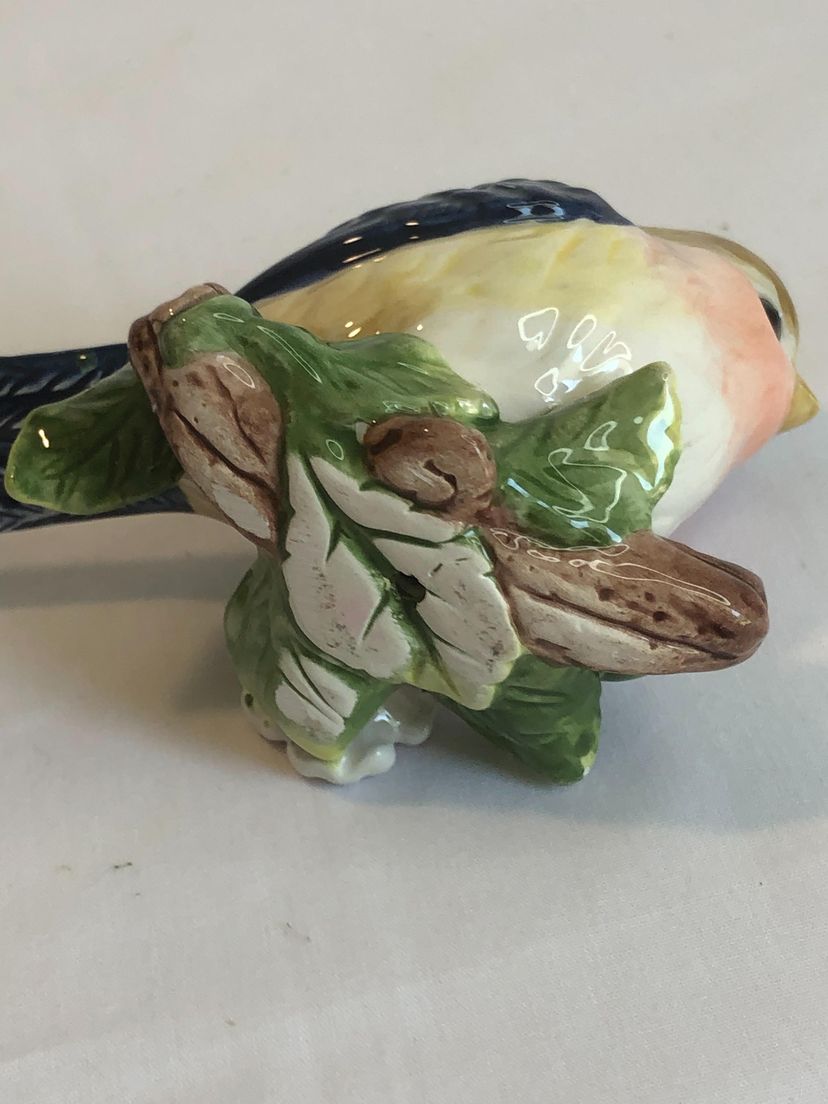 Cute Ceramic Bluebird Figurine with Flowers Small Spaces