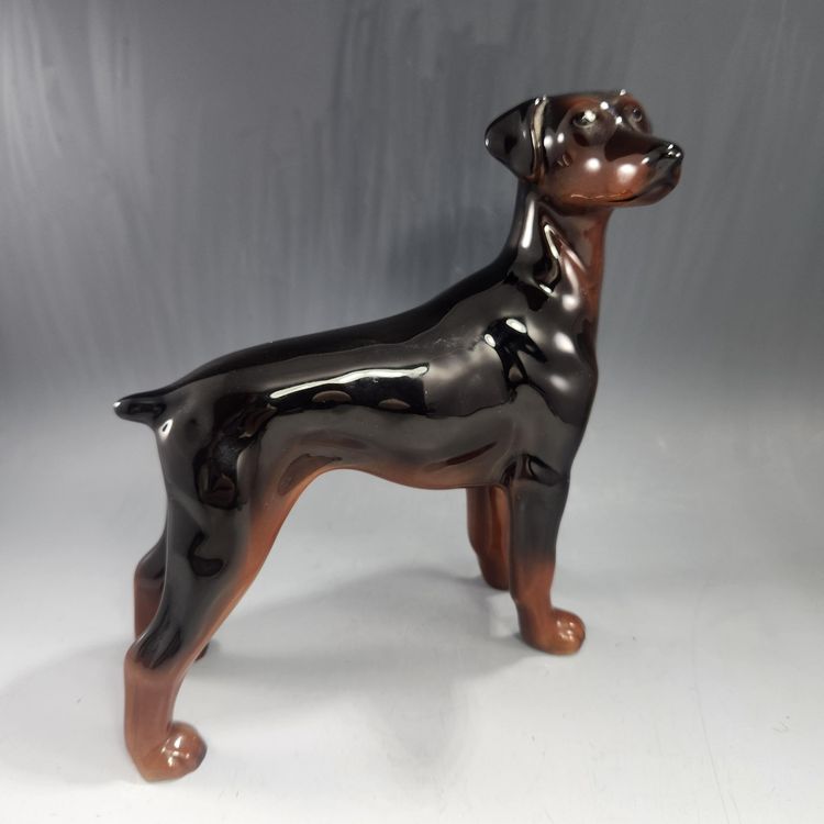 Doberman Pinscher Dog Figurine 7" Coopercraft Black & Tan w Uncropped ...