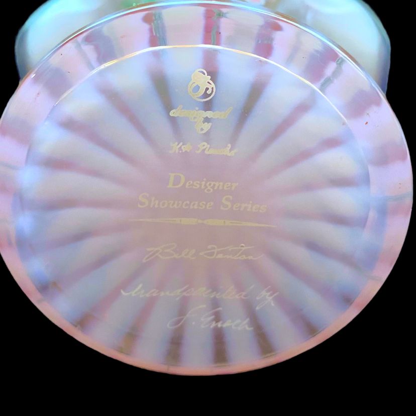 Fenton Pink Chiffon Opalescent Rib Optic Basket W/ Violet Crest/handle ...