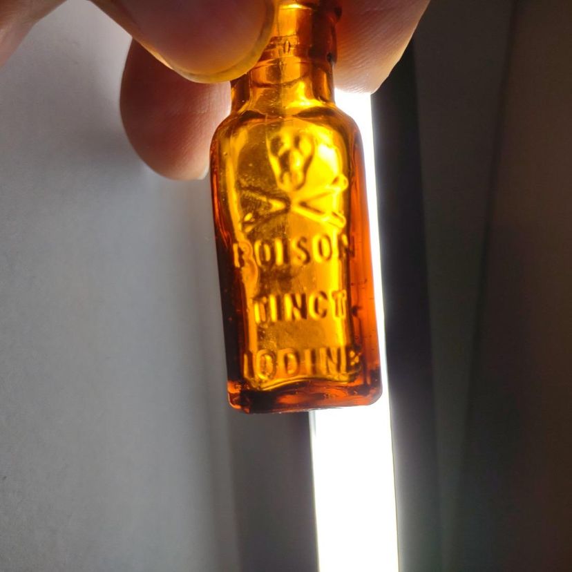 Antique Poison Bottle With Dauber Skull & Crossbones TINCT Iodine ...