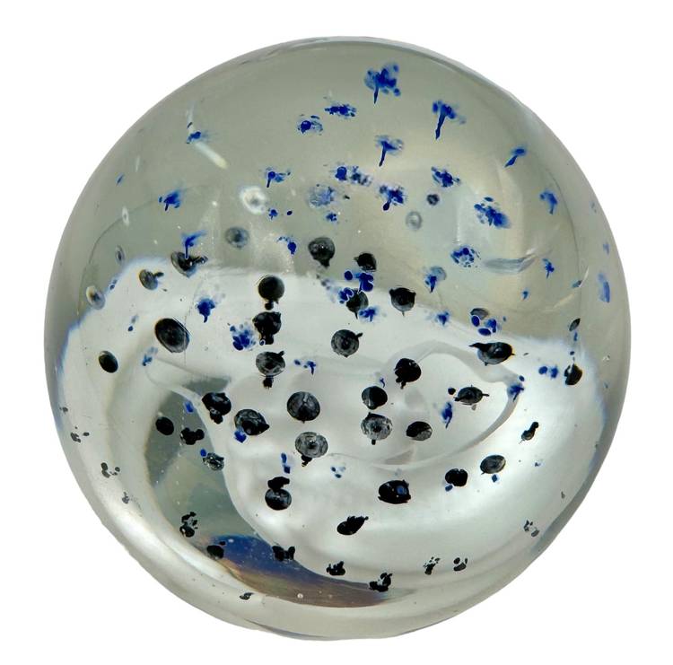 Dynasty Gallery Art Glass Paperweight Heirloom Collection Blue White Egg