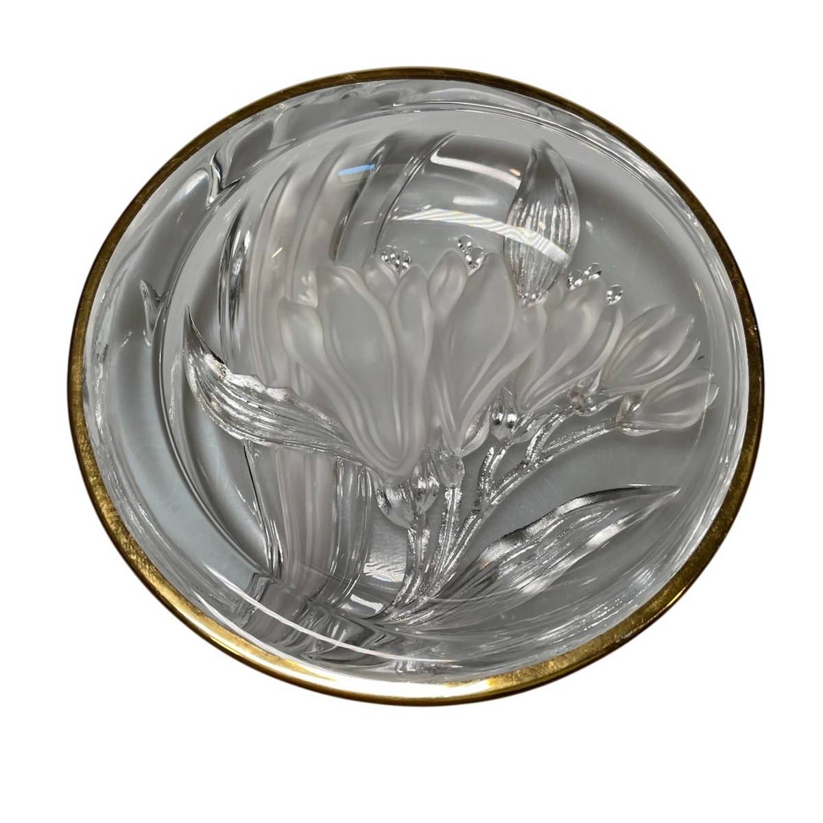 Niknax · Mikasa Parisian Iris Clear Glass Trinket Bowl Dish Gold Gilt 5"