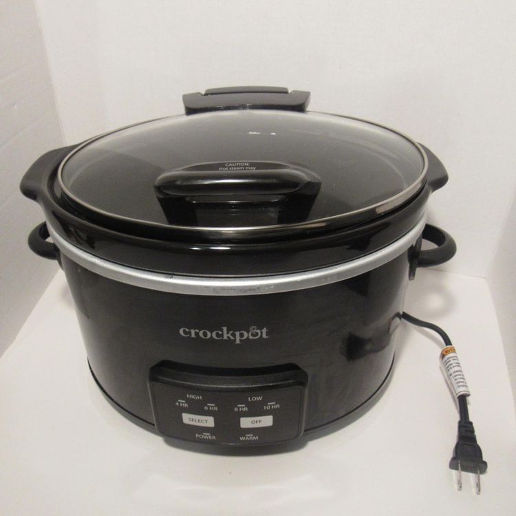 Sunbeam Black Crock Pot 4.5 Quart Programmable One Touch Control Slow ...