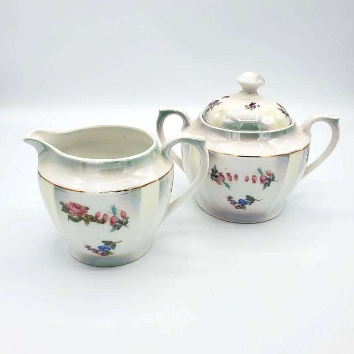 Niknax · Vintage German Sugar And Creamer Set, Gold Trim
