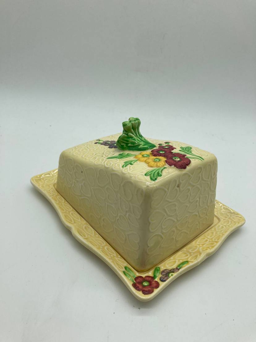 Antique Falcon Ware Weatherby Covered Cheese Tray Dish Whimsical Heart ...