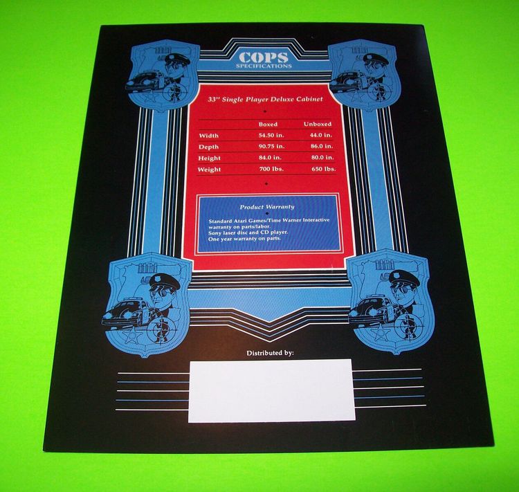 Cops Original NOS Video Arcade Game Promo Flyer Based On TV Series 1994