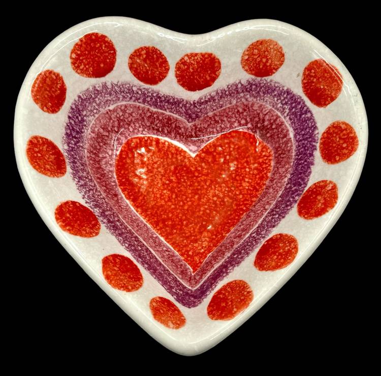 Vintage Ancora Italy Art Pottery Ceramic Dish Bowl Heart Shaped Red ...