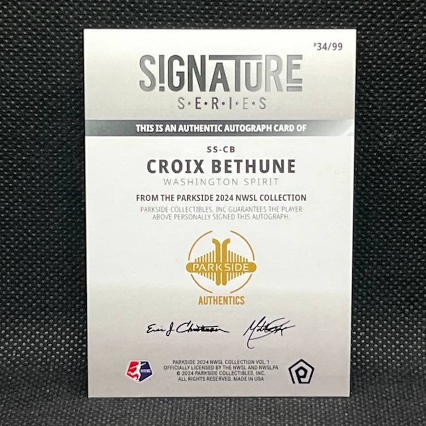 Croix Bethune Signature Series Foil /99 Autograph 2024 NWSL Parkside ...