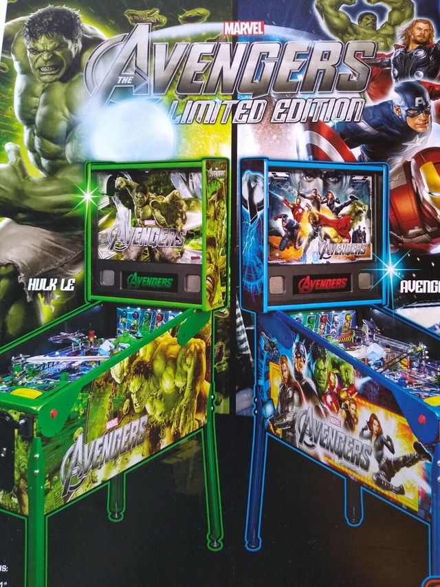 Avengers Pinball FLYER Limited Edition Hulk LE Marvel Comics Superhero ...