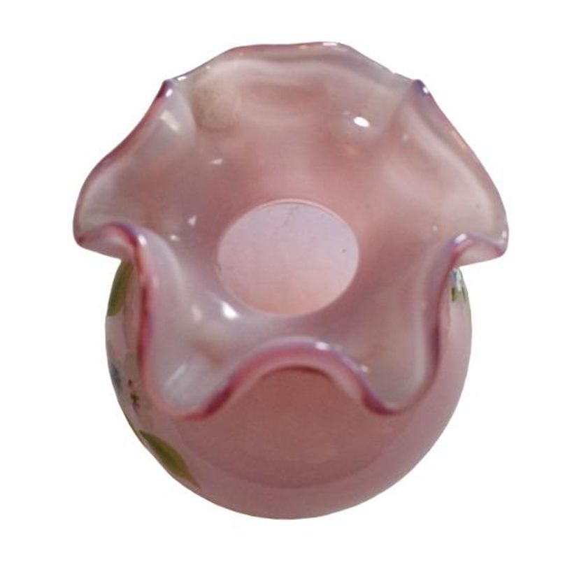 Fenton Pink Vase Floral Designs Hand Painted Ca Hall