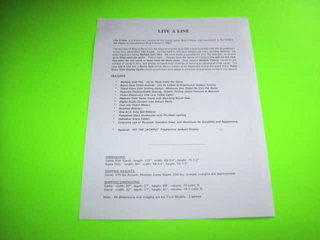 LITE A LINE SEIDEL ORIGINAL NOS ROLL DOWN REDEMPTION ARCADE GAME ...